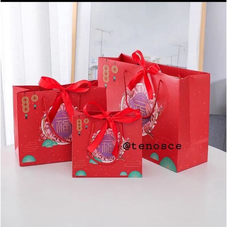 Jual Paper Bag Tas Kertas Red Fu Imlek Konien Sincia CNY Hampers Parcel ...