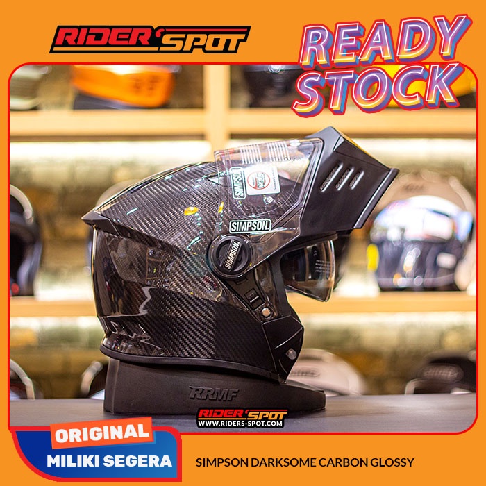 Jual Helm Motor SIMPSON Darksome Carbon Gloss Modular Helmet Original ...