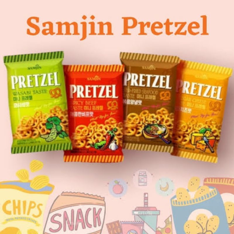 Jual Samjin Pretzel Korea Snack - Cheese / Wasabi / Spicy Beef / Seafood | Shopee Indonesia