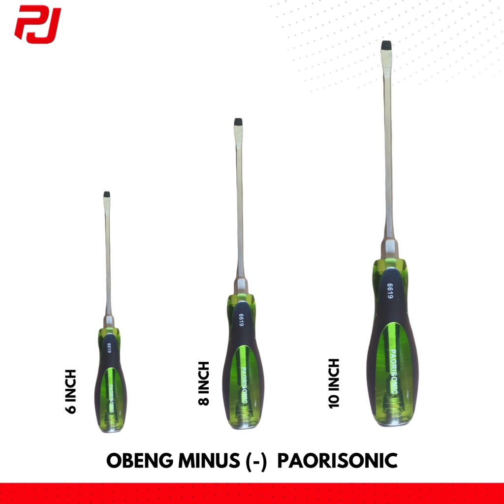 Jual OBENG MINUS (-) PAORISONIC UKURAN 6 INCH, 8 INCH & 10 INCH ...
