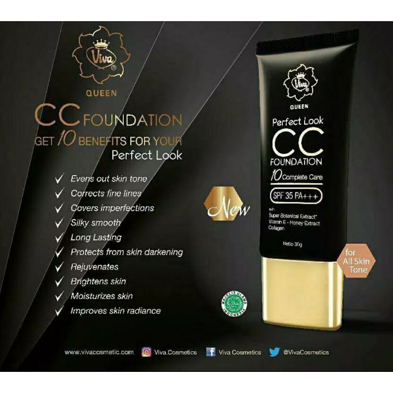 Jual Cc cream viva Queen perfect look cc foundation spf 35 Ori , 30 ...