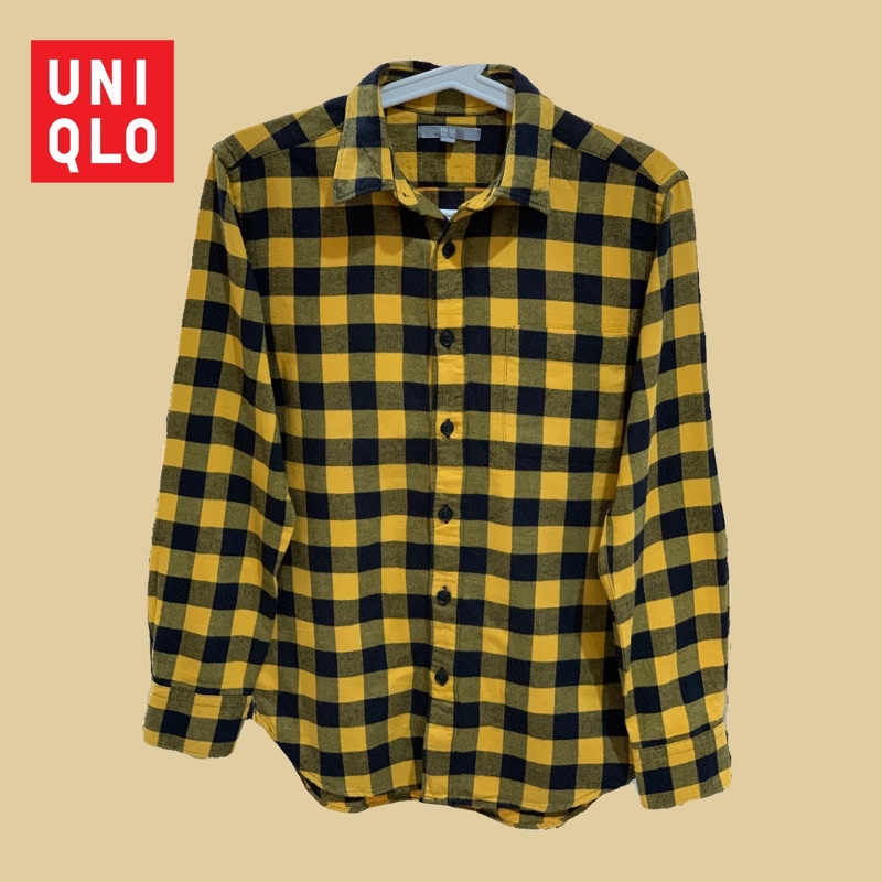 Jual UNIQLO Flanel Grid Yellow | Shopee Indonesia