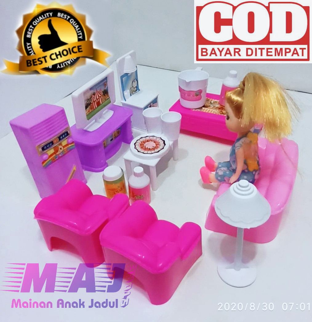 Jual Mainan anak perempuan Boneka furniture sofa meja dan tv / maenan ...