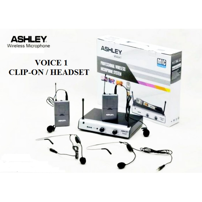 Jual Mic Wireless Ashley Voice 1 UHF 2 Clip On 2 Headset Original ...