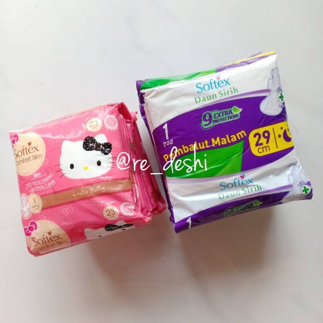 SOFTEX Comfort Slim 23cm & Daun Sirih Pembalut Malam 29cm 1 renceng isi ...