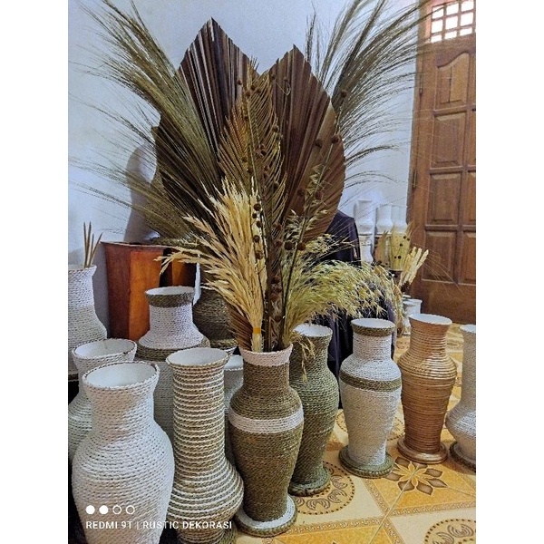 Jual paket daun rustic BUNGA KERING +VAS Tinggi 40cm | COCOK BUAT ...