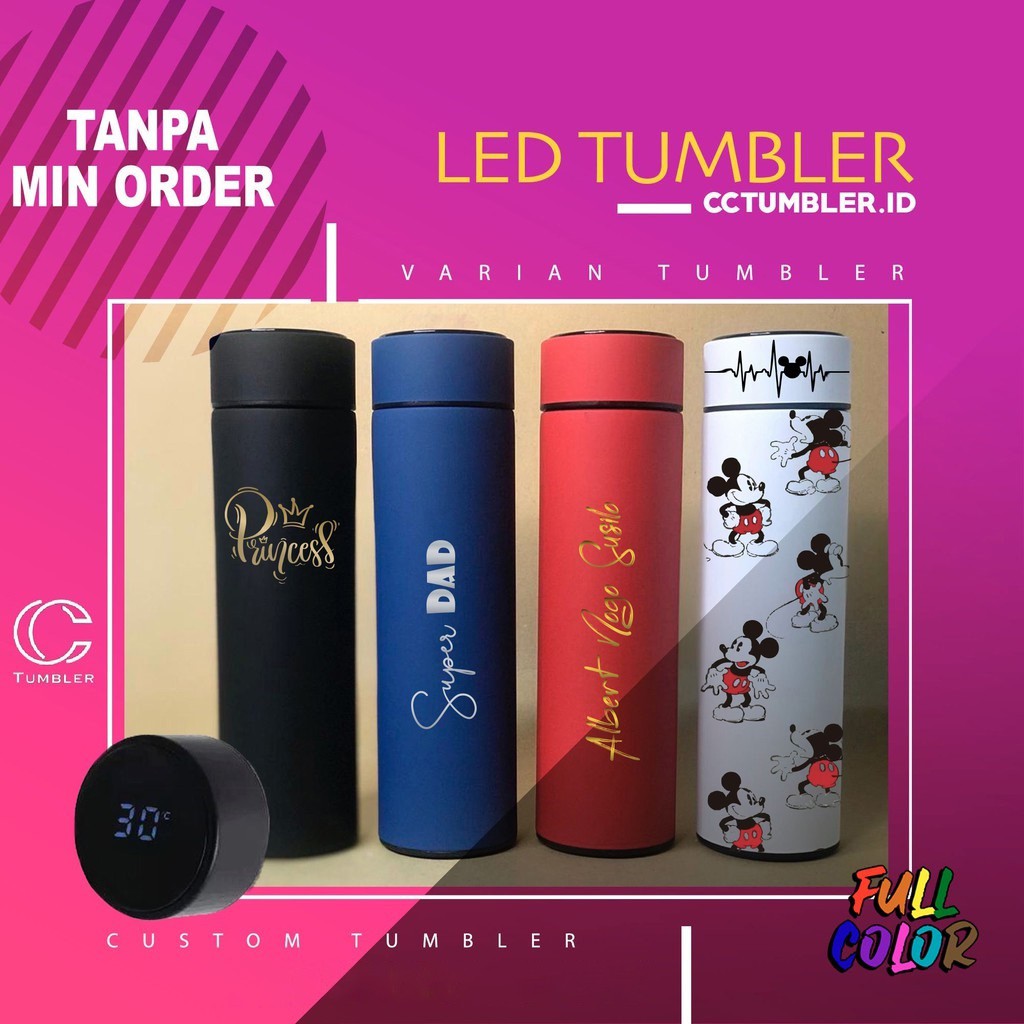 TUMBLER LED CUSTOM PRINT 500ML TANPA MINIMAL ORDER | Shopee Indonesia