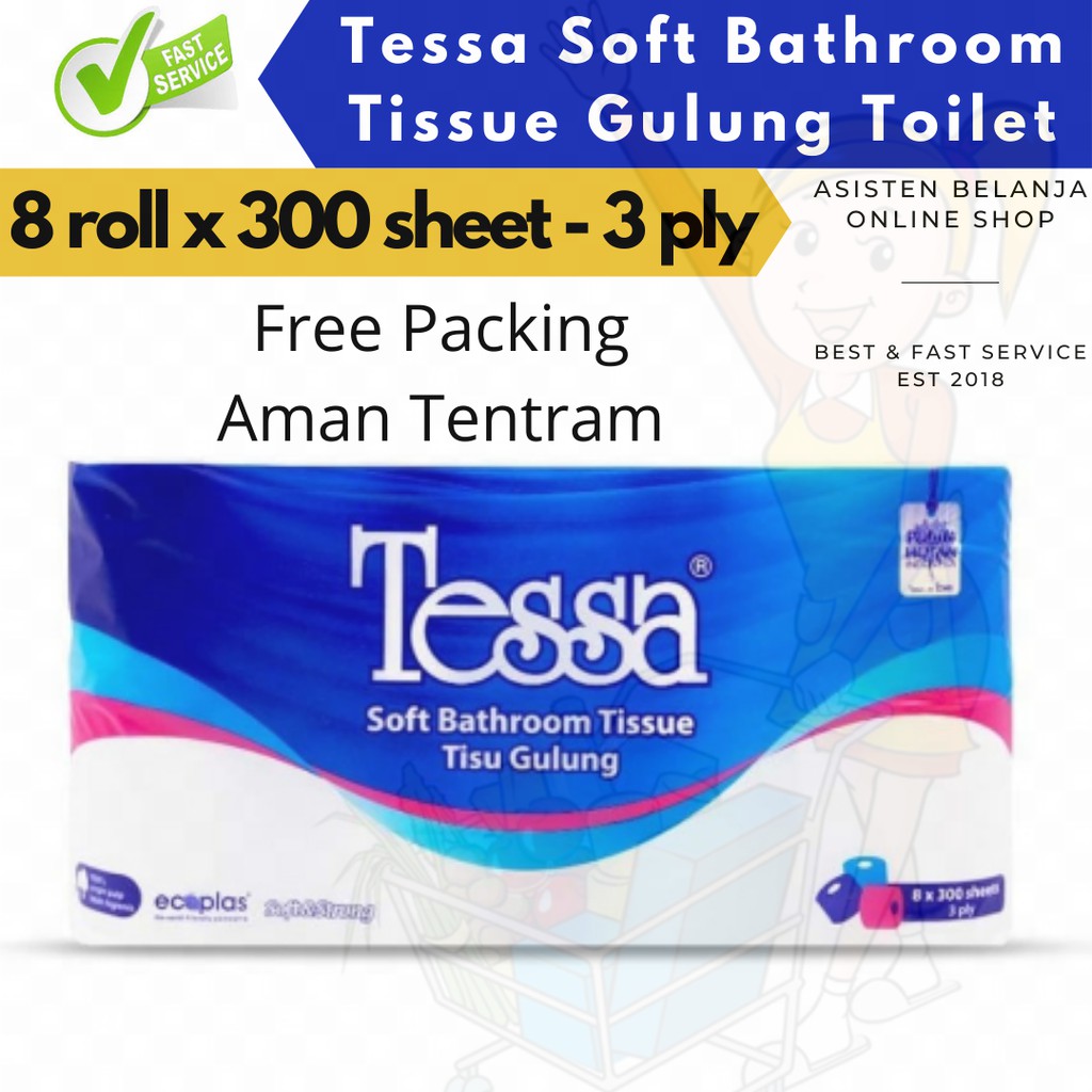 Jual Tissue Gulung TESSA Soft Bathroom PB16 3 Ply 3ply isi 8 Rol Roll ...