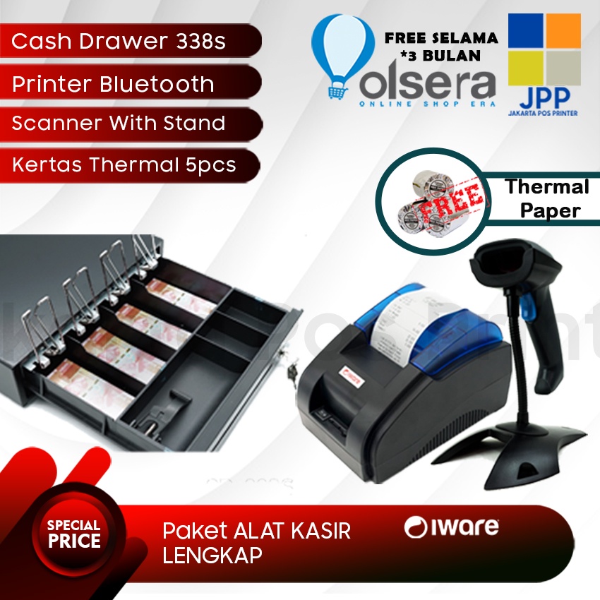 Jual Paket Kasir Lengkap Printer Bluetooth + Cash Drawer + Scanner with ...