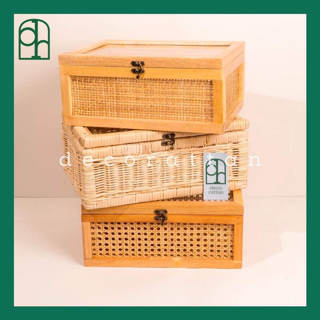 Jual Box Akrilik Rotan Collection / Kotak Hampers Rotan Tutup Akrilik ...
