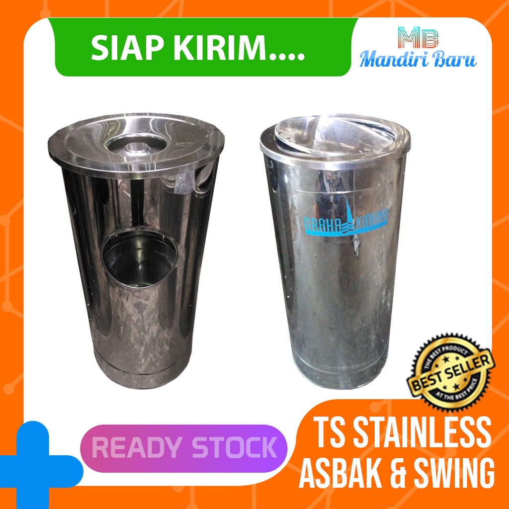 Jual TONG TEMPAT SAMPAH STAINLESS BULAT TUTUP SWING DAN ASBAK | Shopee ...