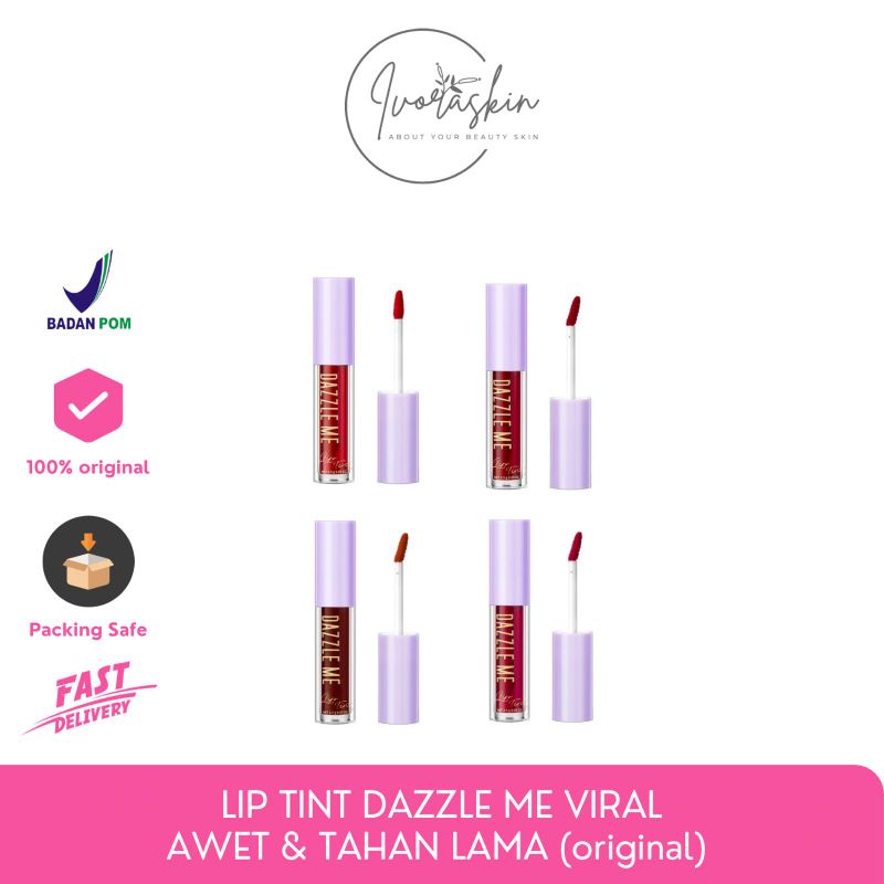 Jual DAZZLE ME LIP TINT / LIPCREAM MATTE Ink-Licious Long Lasting Lip stain AWET ORIGINAL TAHAN ...