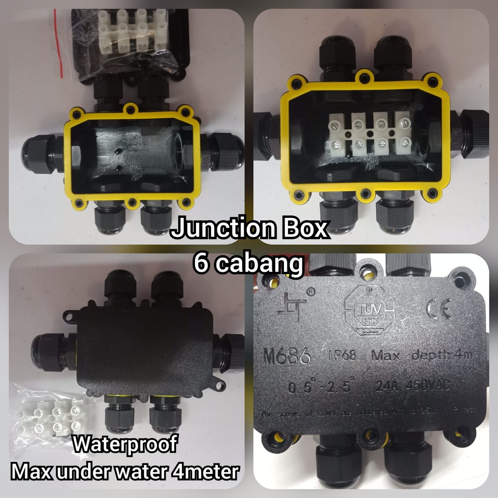 Jual Outdoor junction box sambungan kabel waterproof 6 cabang 6 ways ...