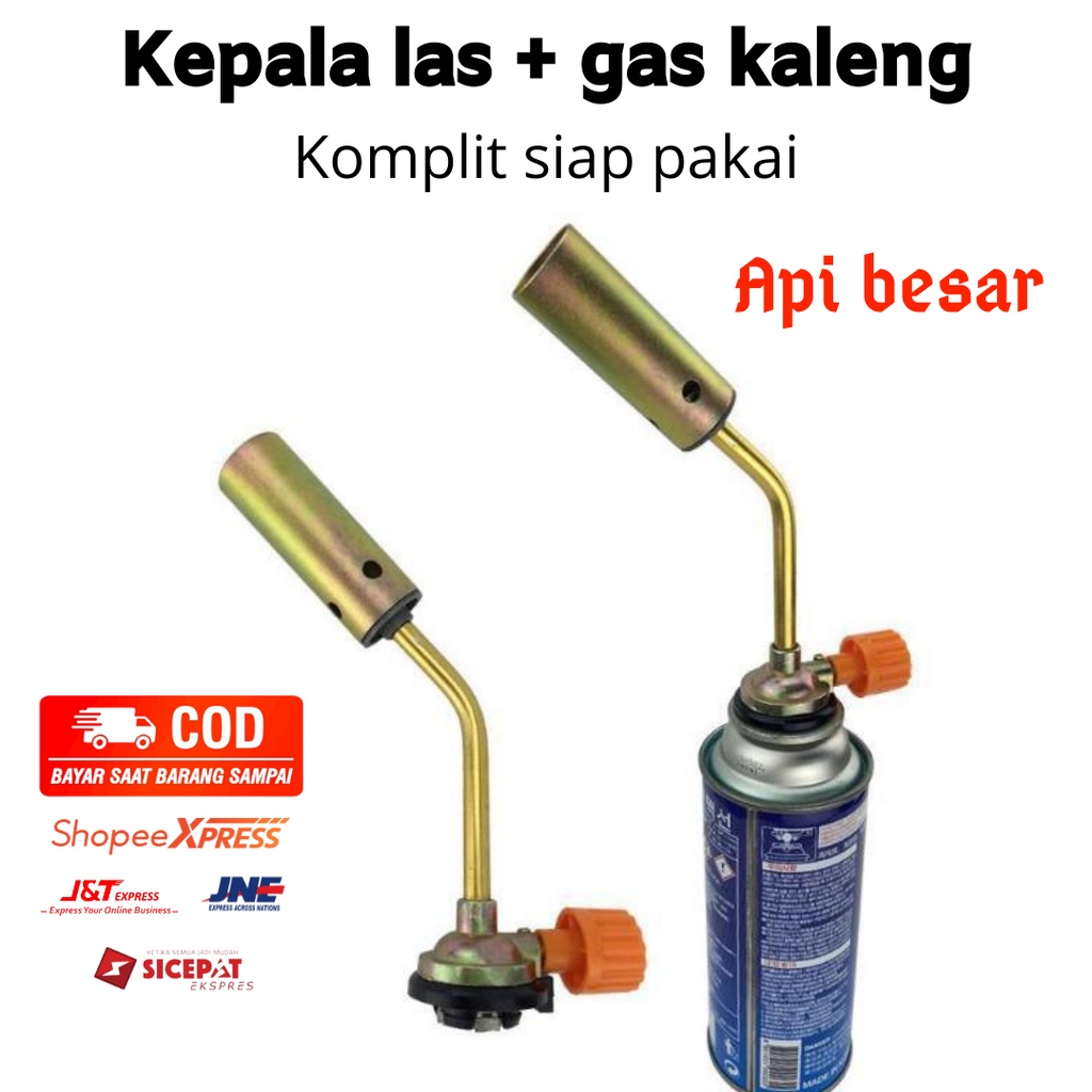 Jual las gas kaleng api besar full biru, blow torch manual, flame gun ...
