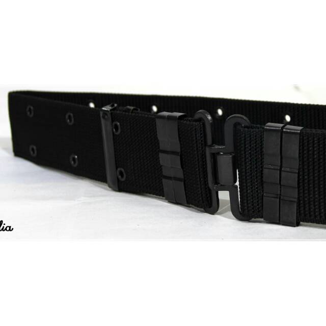 Jual Sabuk Kopel Rim Hitam PDL Kait Besi Nilon Tebal STD TNI POLRI ...