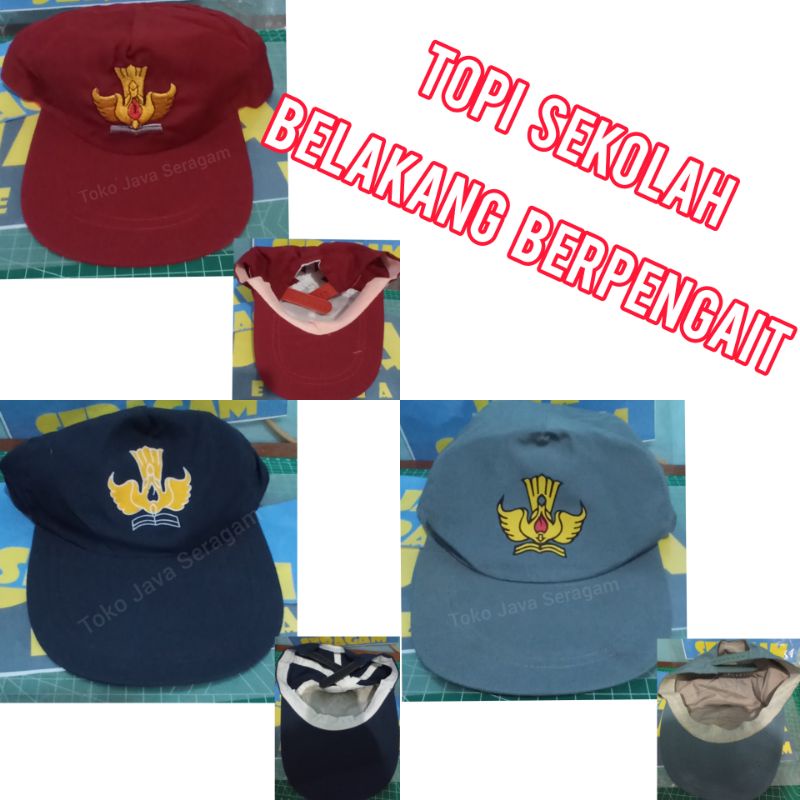 Jual Topi SD SMP SMA Logo Bordir Sablon Belakang Berpengait Klep Anak ...