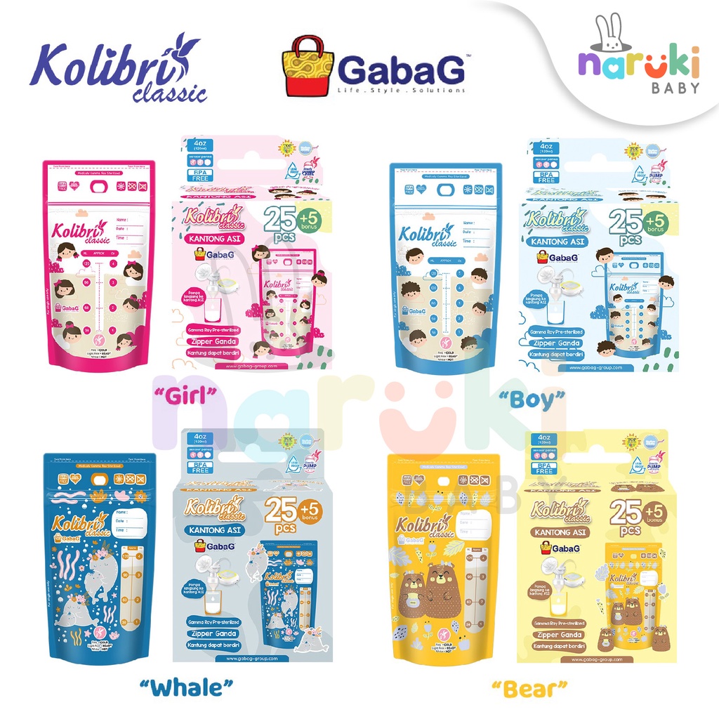 Jual Gabag Kantong Asi Kolibri Classic 120 ml Boy and Girl | Shopee ...