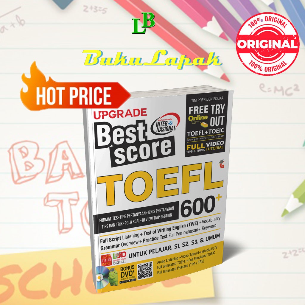 Jual BUKU TES TOEFL TOEIC UPGRADE BEST SCORE TOEFL 600+ BUKU TOEFL BUKU ...