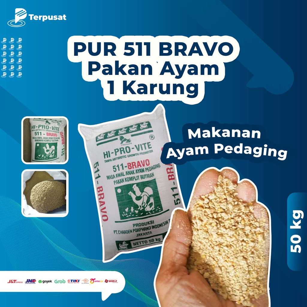 Jual Makanan Ayam Pakan Ayam 511 Bravo per Sak / 50Kg Pur Pedaging ...