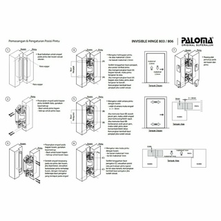 Jual PALOMA IHP 806 ENGSEL CONCEALED INVISIBLE HINGE ENGSEL TANAM PINTU ...