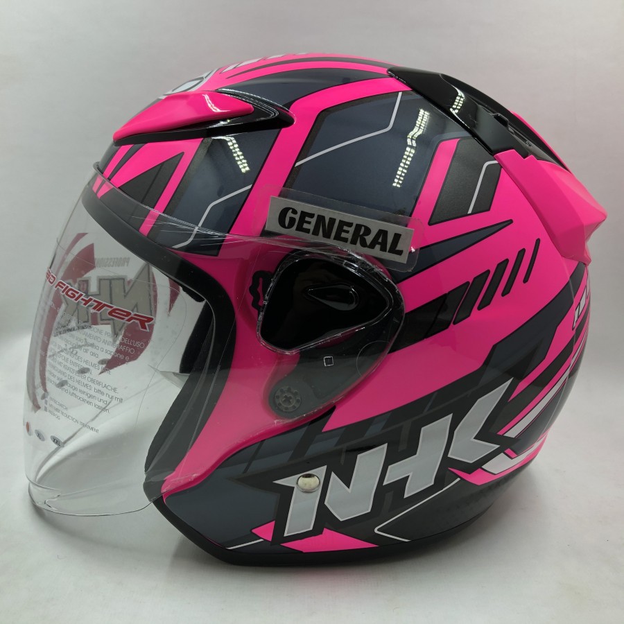 Jual Helm NHK Half Face R6 Patrol Pink Fluo Single Visor Motor SNI ...