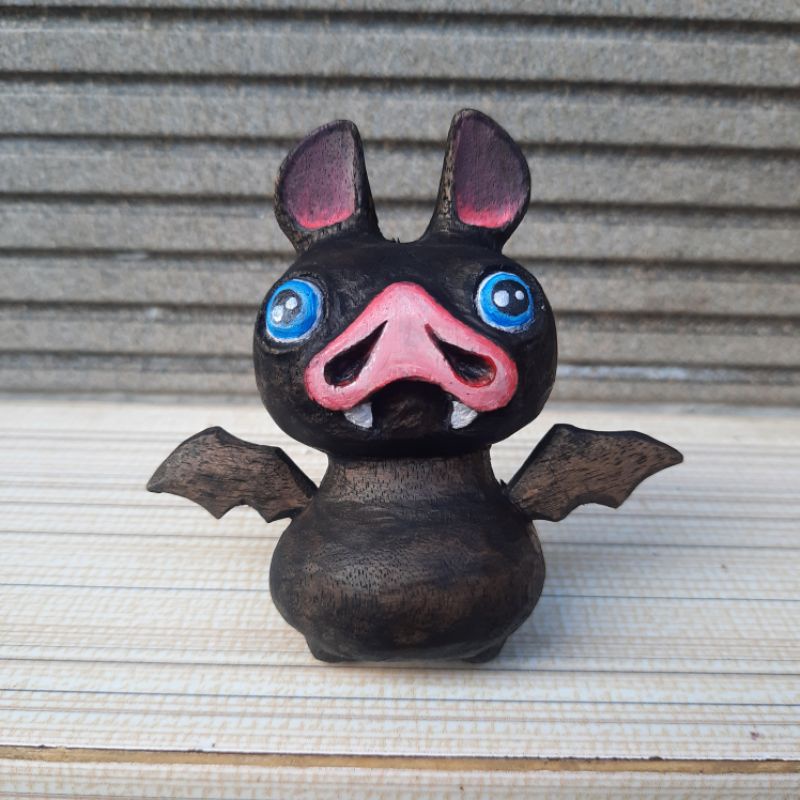 Jual cute bat recycle teak wood boneka kayu dokorasi halloween | Shopee ...
