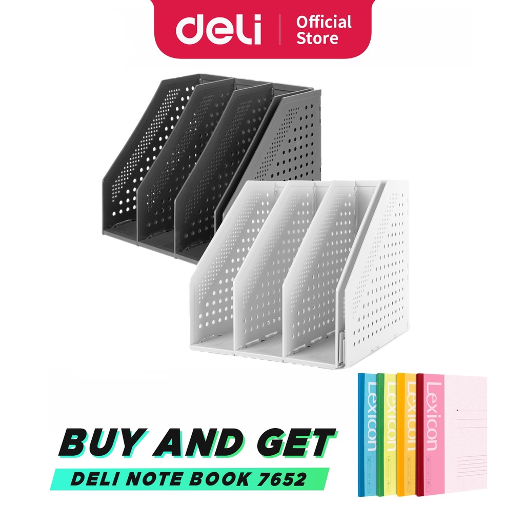 Jual Deli Magazine Container / Rak Buku / File Tray Plastik 4 Sekat ...