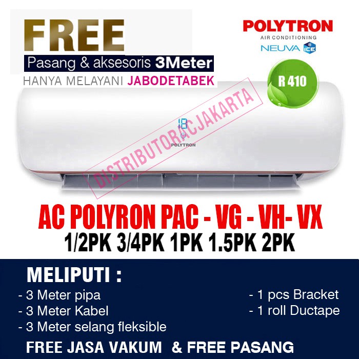 AC Polytron 1/2 pk - 1 pk - 1.5 pk - 2 pk ( PAC - VG & PAC - VH & Neuva ...