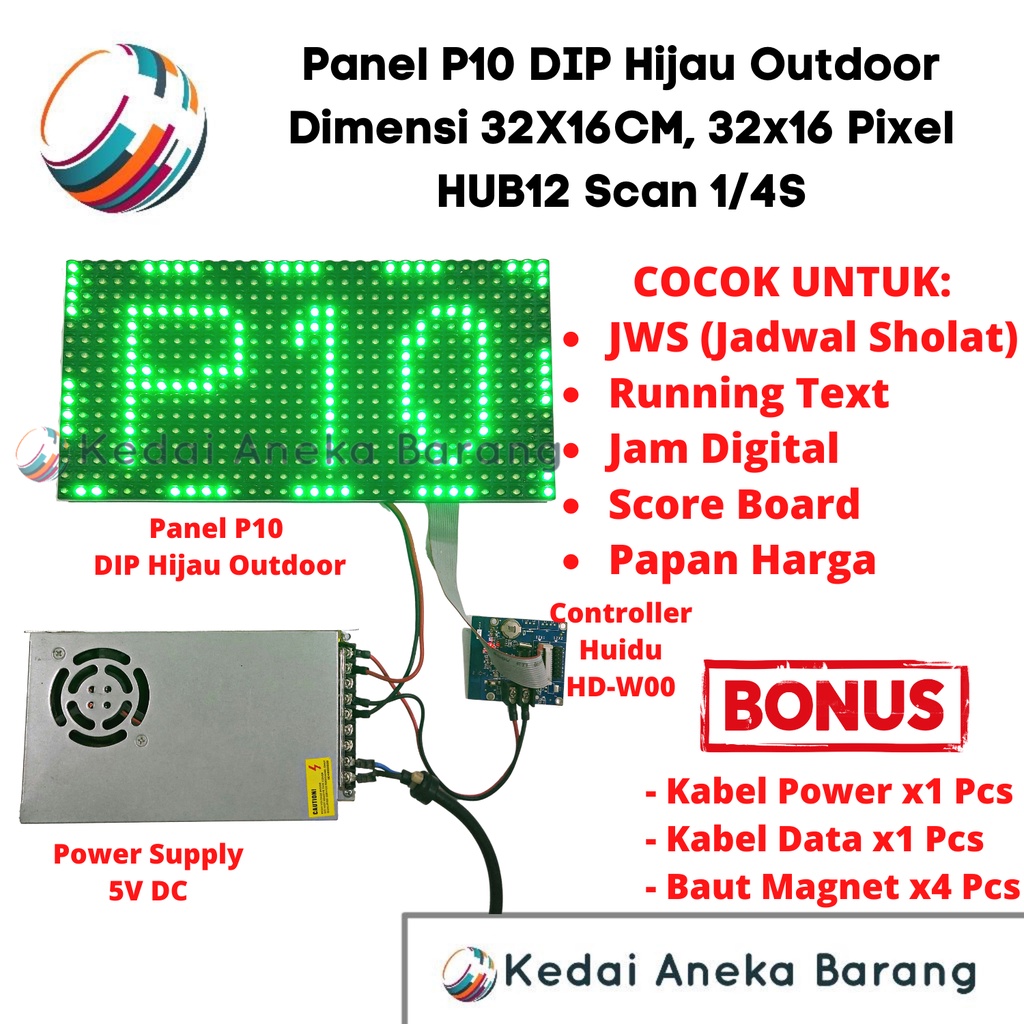 Jual Panel Module Modul LED P10 Running Text DIP Hijau Green Outdoor Dot Matrix | Shopee Indonesia
