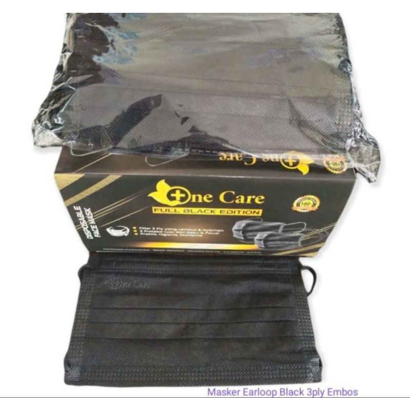 Jual Masker one care hitam embos 50 pcs | Shopee Indonesia
