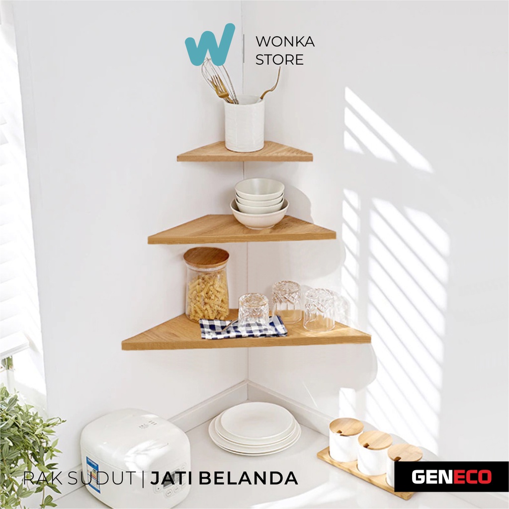 Jual RAK SUDUT KAYU PREMIUM Solid Rak Buku Dinding Dapur Kamar Mandi ...