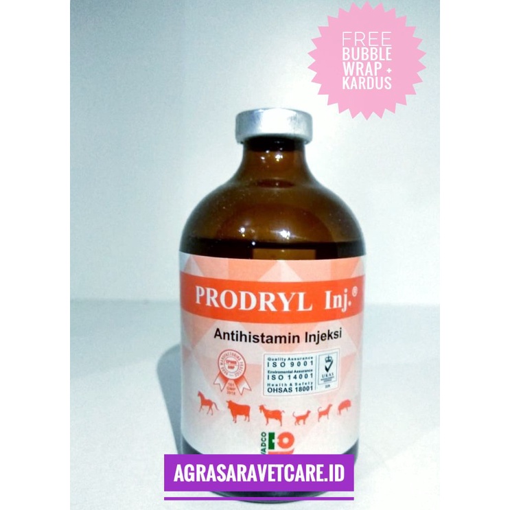 Jual PRODRYL INJ 100ml - Antihistamin Anti Alergi hewan TERNAK SAPI ...