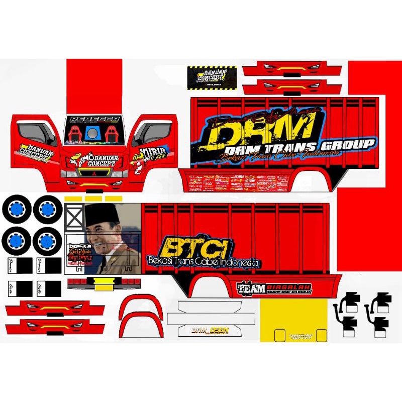 Jual Stiker Pola PaperCraft Truk Oleng DRM TRANS GROUP Mbois Ukuran ...