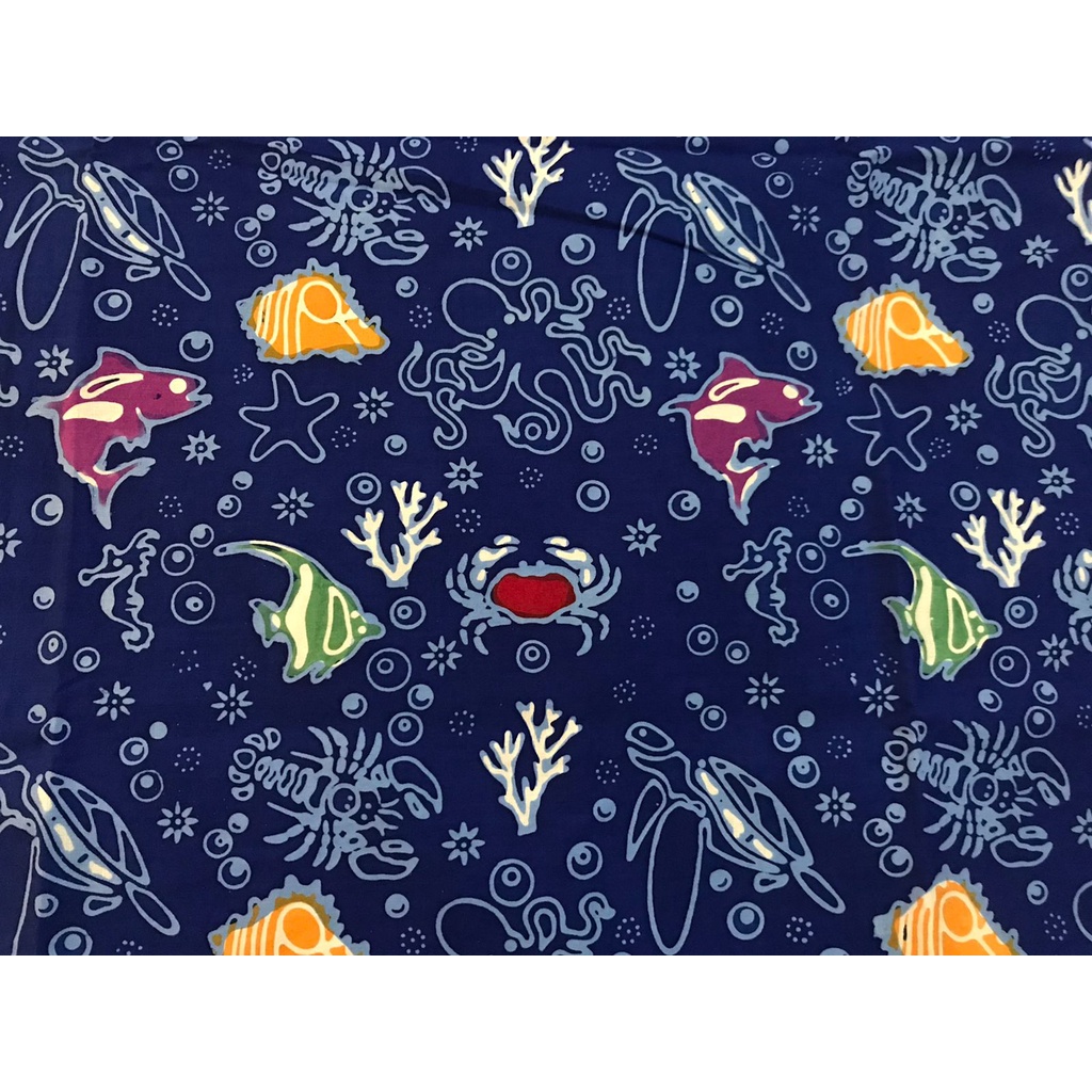 Jual Batik Ikan Perikanan Motif Biota Laut Biru Elektrik (Tulis ...