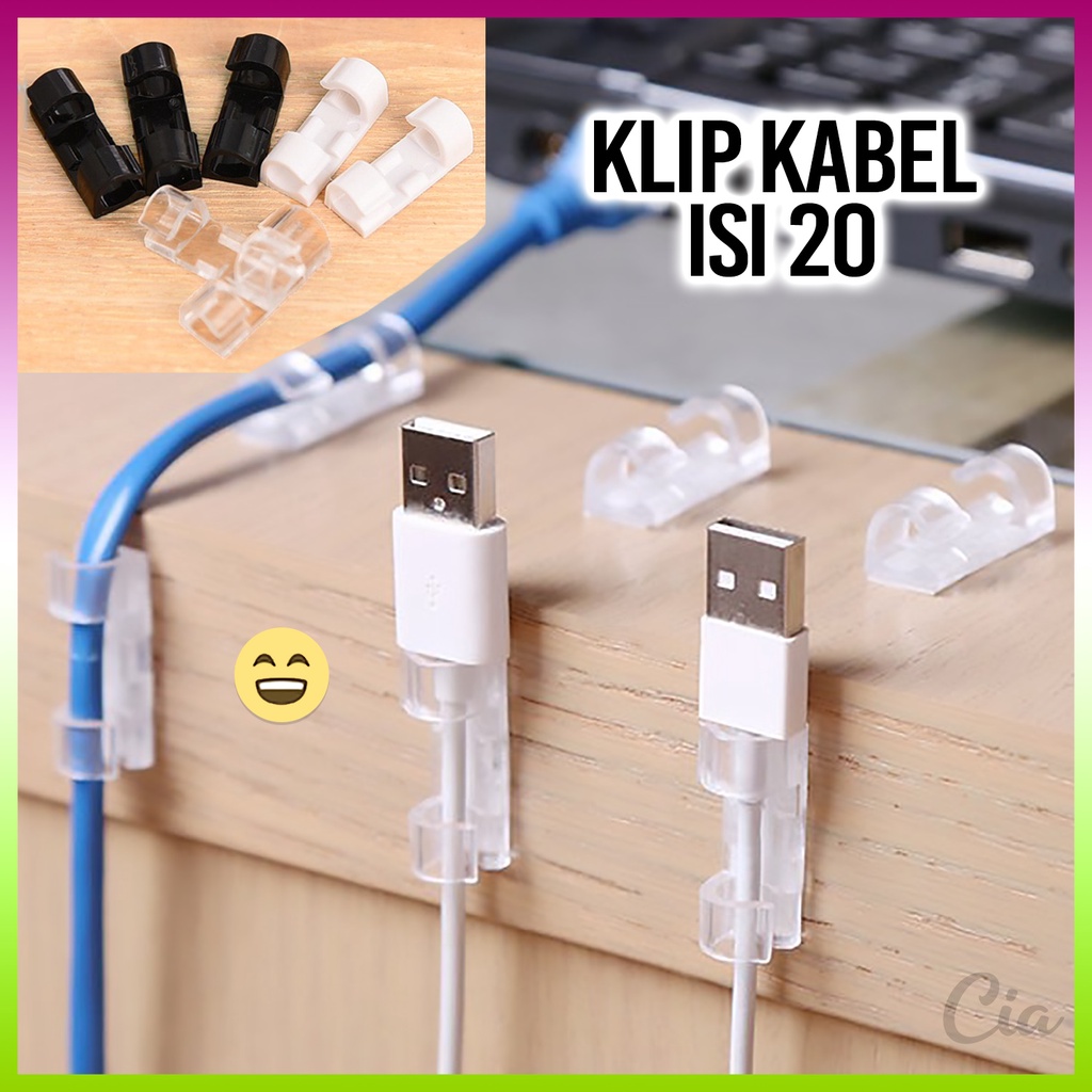 Jual Klip Kabel 20pcs Organizer Cable Clip Cantolan Pengikat Perapih ...