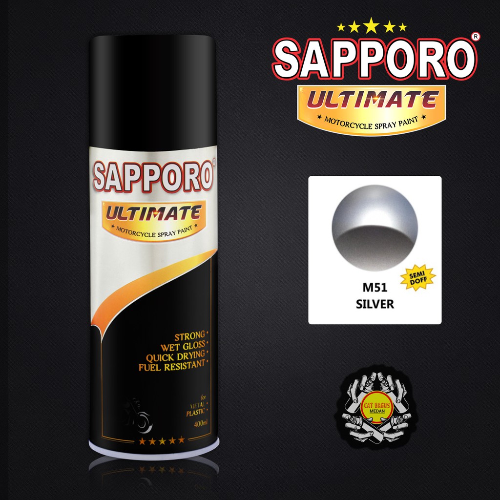 Jual SAPPORO ULTIMATE M51 SILVER CAT SEMPROT 400 ML CAT MOTOR AEROSOL ...