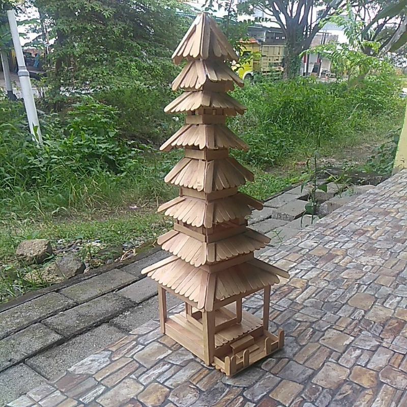 Jual miniatur rumah bali atap susun 8 dari stik es krim | Shopee Indonesia