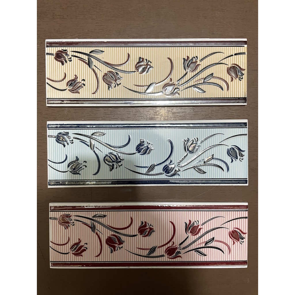 Jual List Keramik Dinding 8x25 Lis Plint Lustro Motif Bunga | Shopee ...