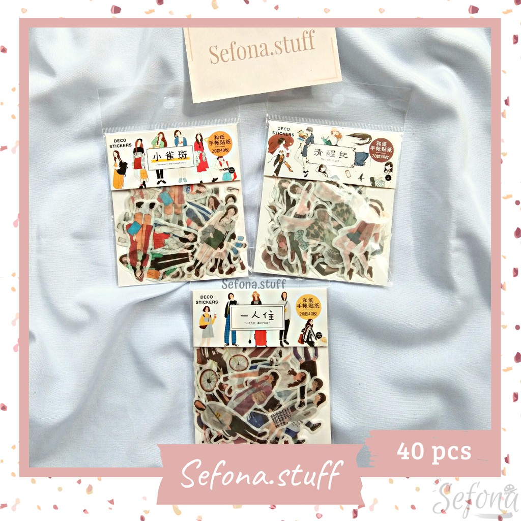 Jual 40 Stiker Deco Pack Kawaii Cute Cartoon Girls & Boys Character ...