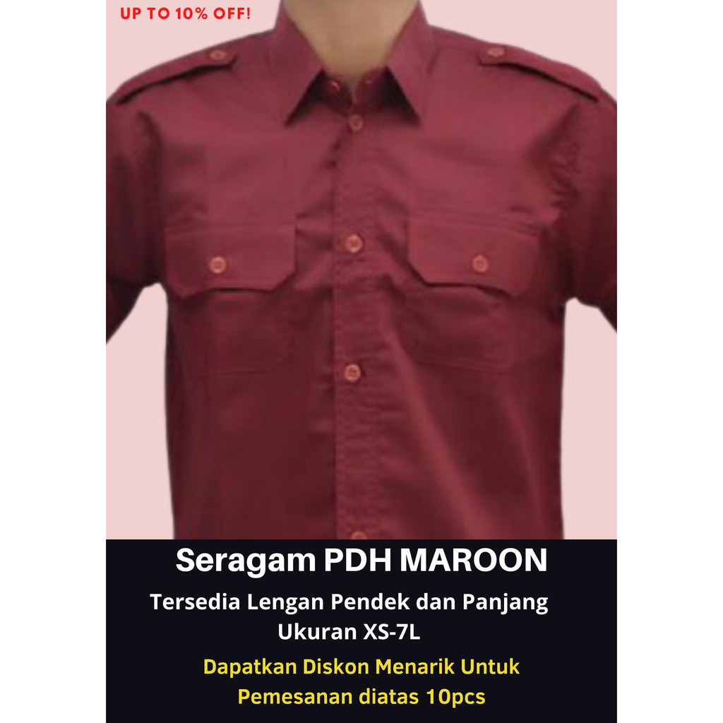 Jual Seragam Kemeja PDH Merah Maroon Ukuran XS Sampai 7L Tebal | Shopee ...