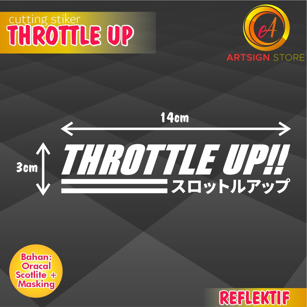 Jual Stiker THROTTLE UP / Sticker THROTTLE UP Putih / Stiker Visor Helm ...
