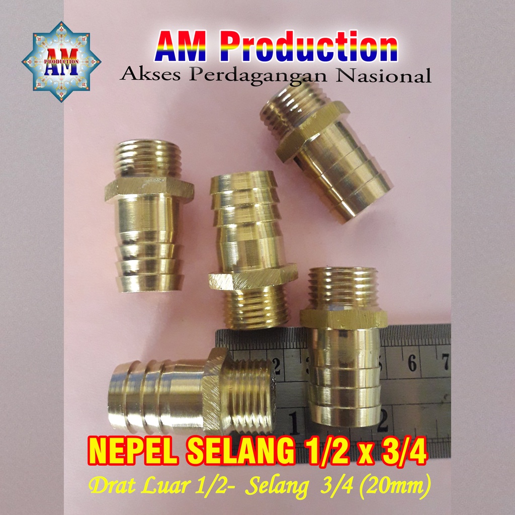 Jual Nepel Selang 1/2x3/4, Nepel Selang Kuningan, Hose Neaple, Drat ...
