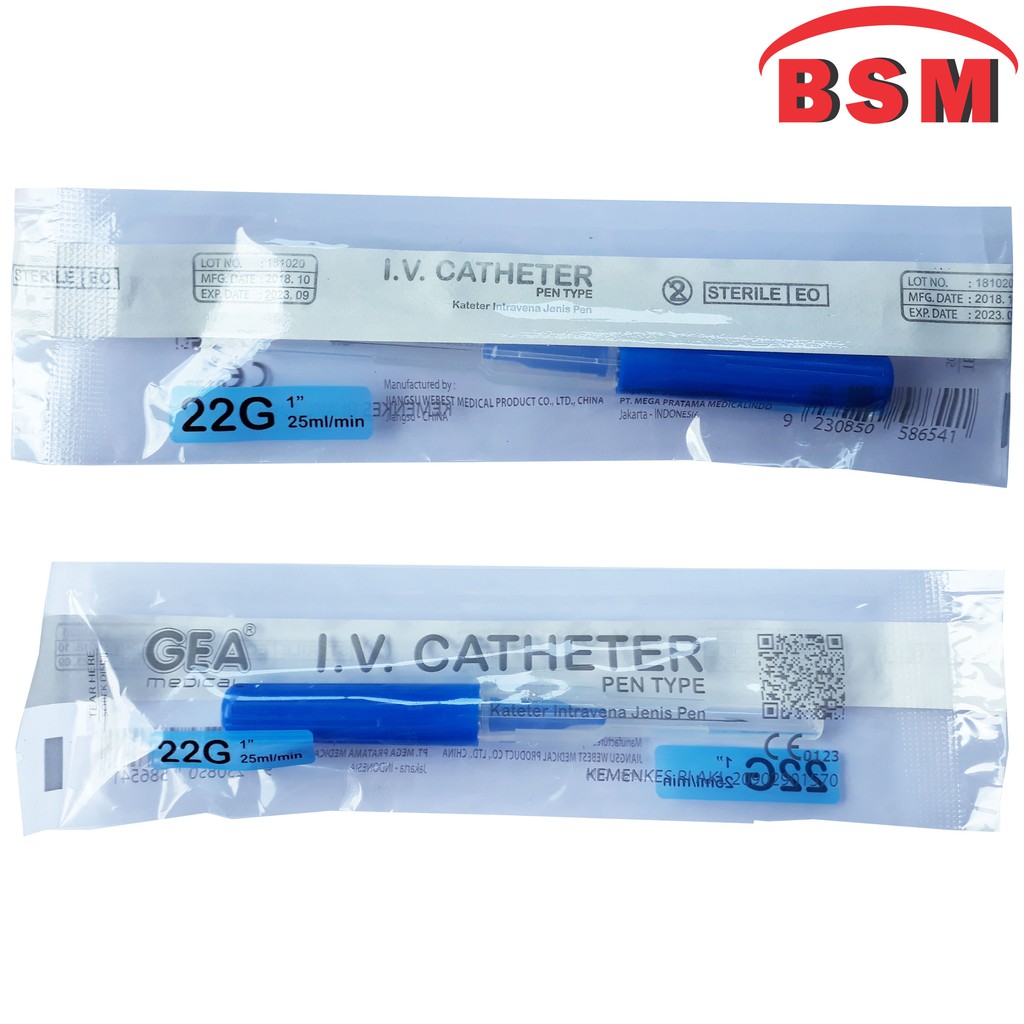 Jual IV Catheter 22 G Gea Medical IV Cath GEA 22 G | Shopee Indonesia
