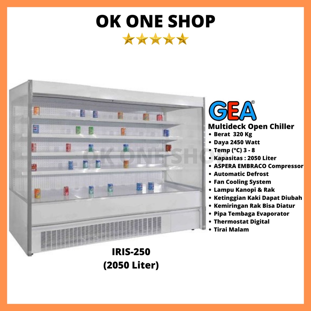 Jual GEA IRIS-250 Multideck Open Chiller 2050 Liter | Shopee Indonesia