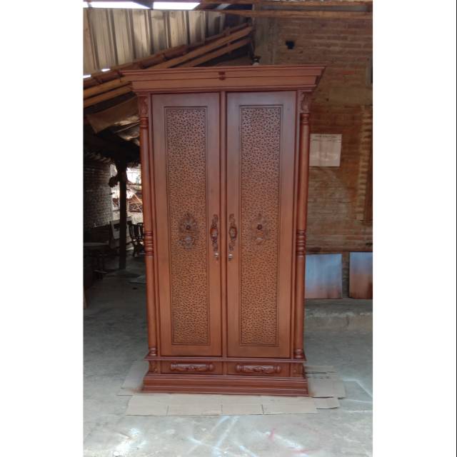 Jual Lemari pakaian kayu jati 2 pintu minimalis ukir Jepara | Shopee ... Jual Lemari pakaian kayu jati 2 pintu minimalis ukir Jepara | Shopee ...