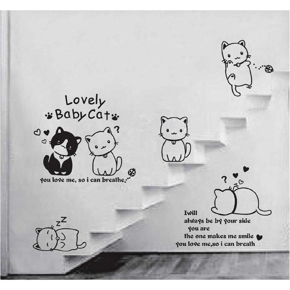 Jual METH AY9048 LOVELY BABY CATS WALLSTICKER WALL STIKER 60X90 ...