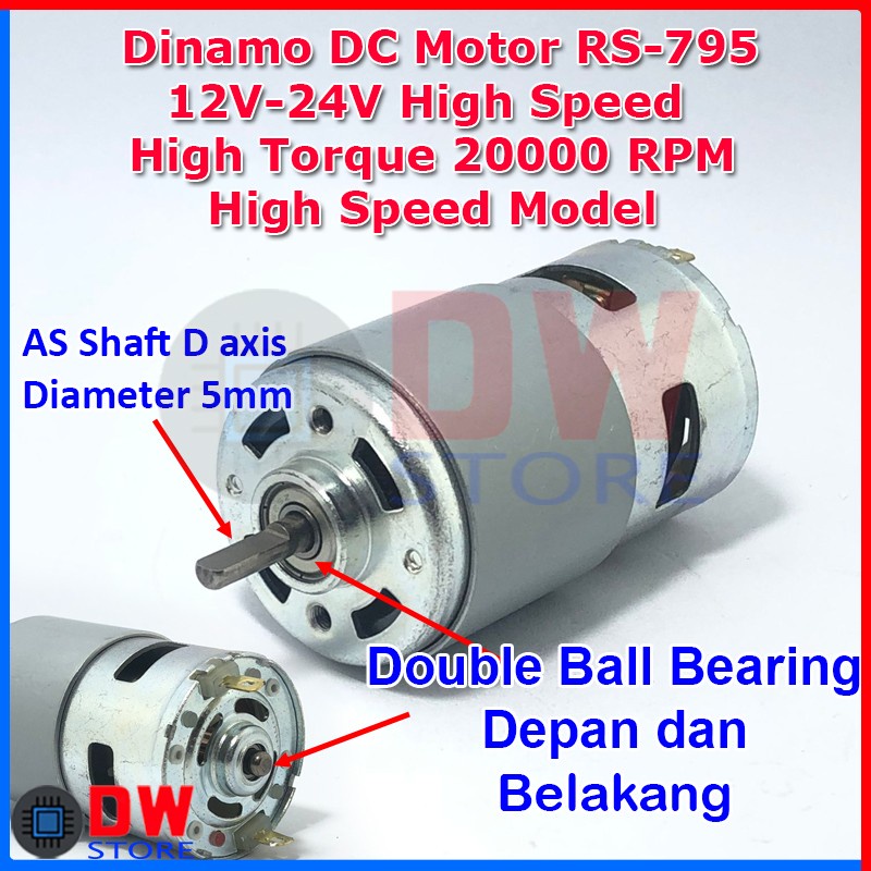 Jual Dinamo DC Motor 795 12V 10000 Rpm High Speed High Torque 100W | Shopee Indonesia
