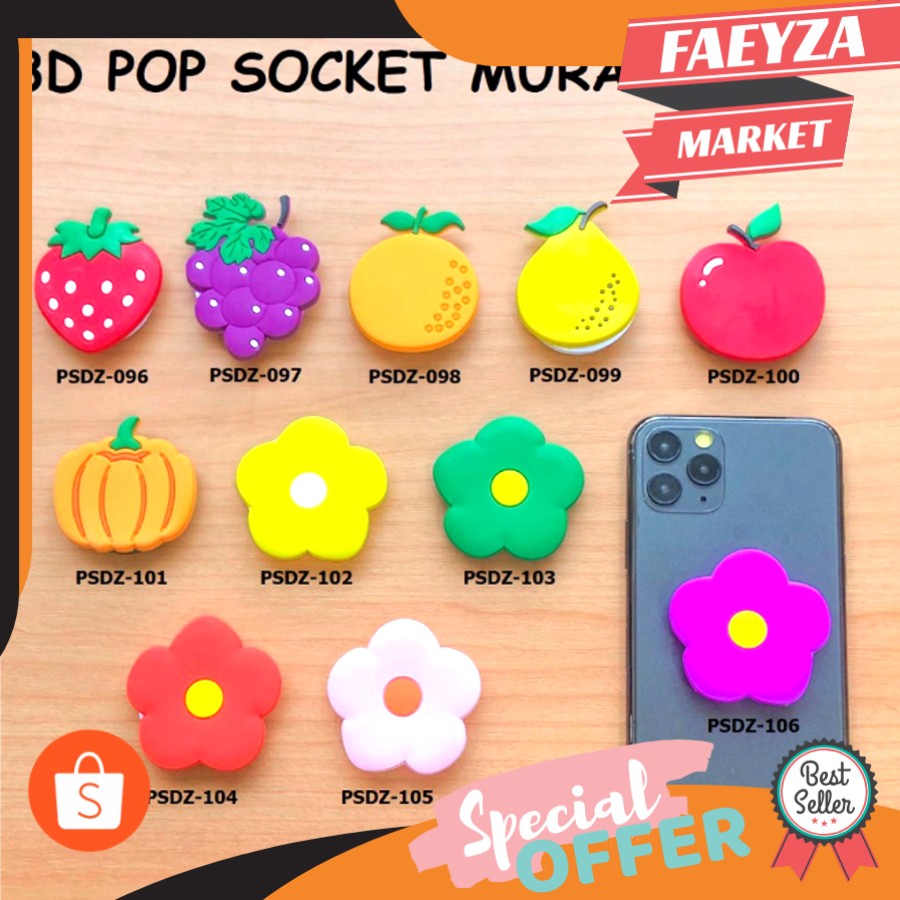 Jual POP SOCKET 3D KARAKTER BUAH-BUAHAN / FRUITS / 3D CARTOON POP ...