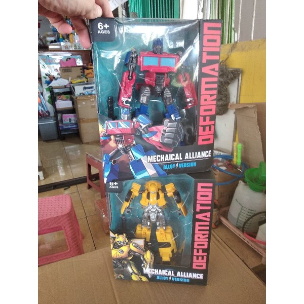 Jual mainan robot deformation mechaical alliance tema transformer bumble bee/ optimus prime ...