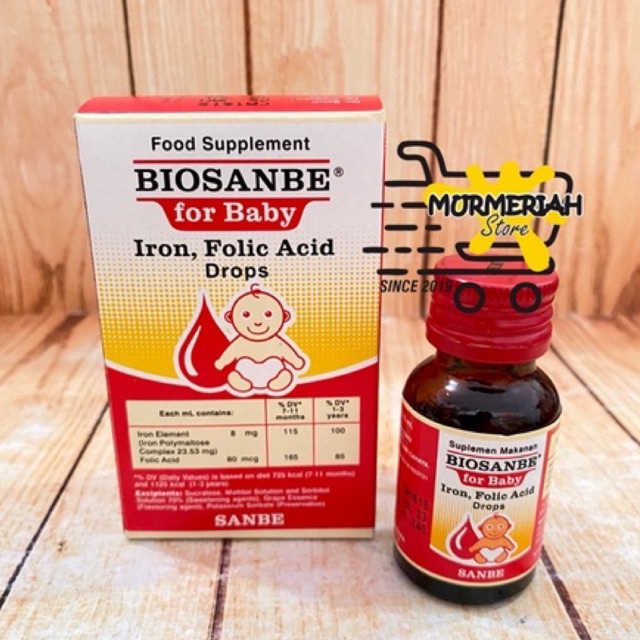 Jual BIOSANBE Drops For Baby 15 ml - Drop Suplemen Iron, Folic Acid ...